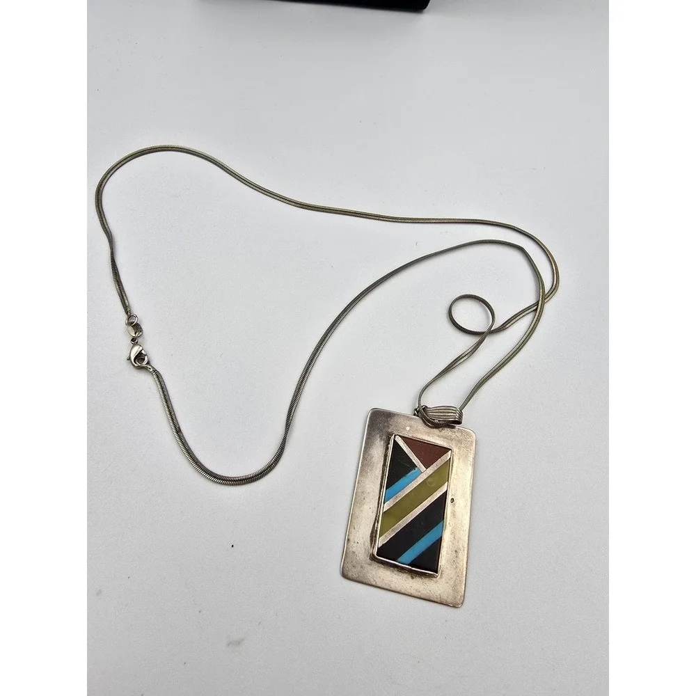 William Begay | Jewelry | Wb Sterling Silver Inlay Pendant Necklace ...